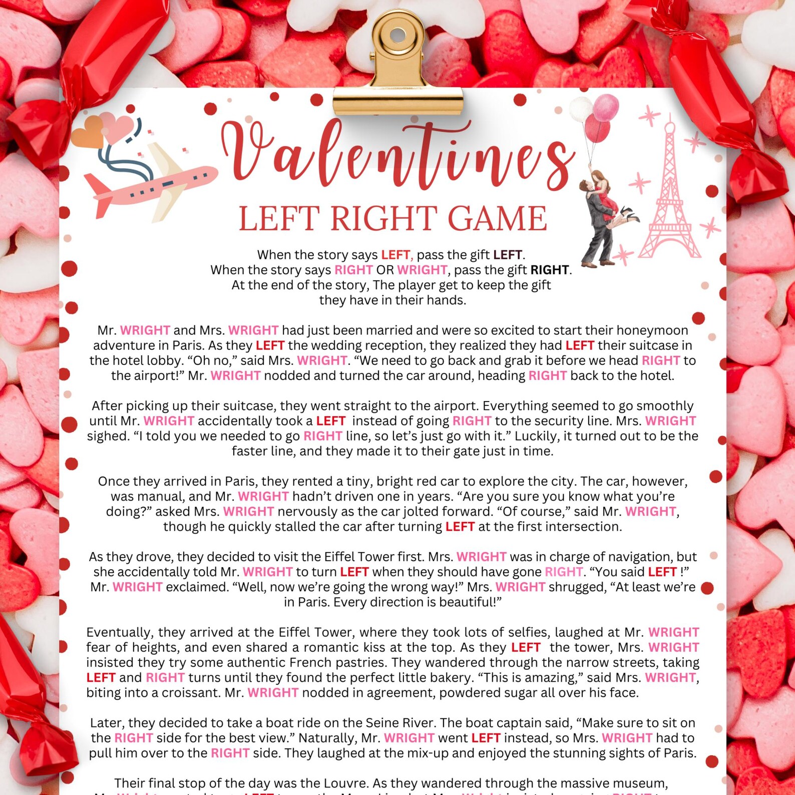 Valentines Left Right Game, Valentines Day Games Adults, Valentines ...