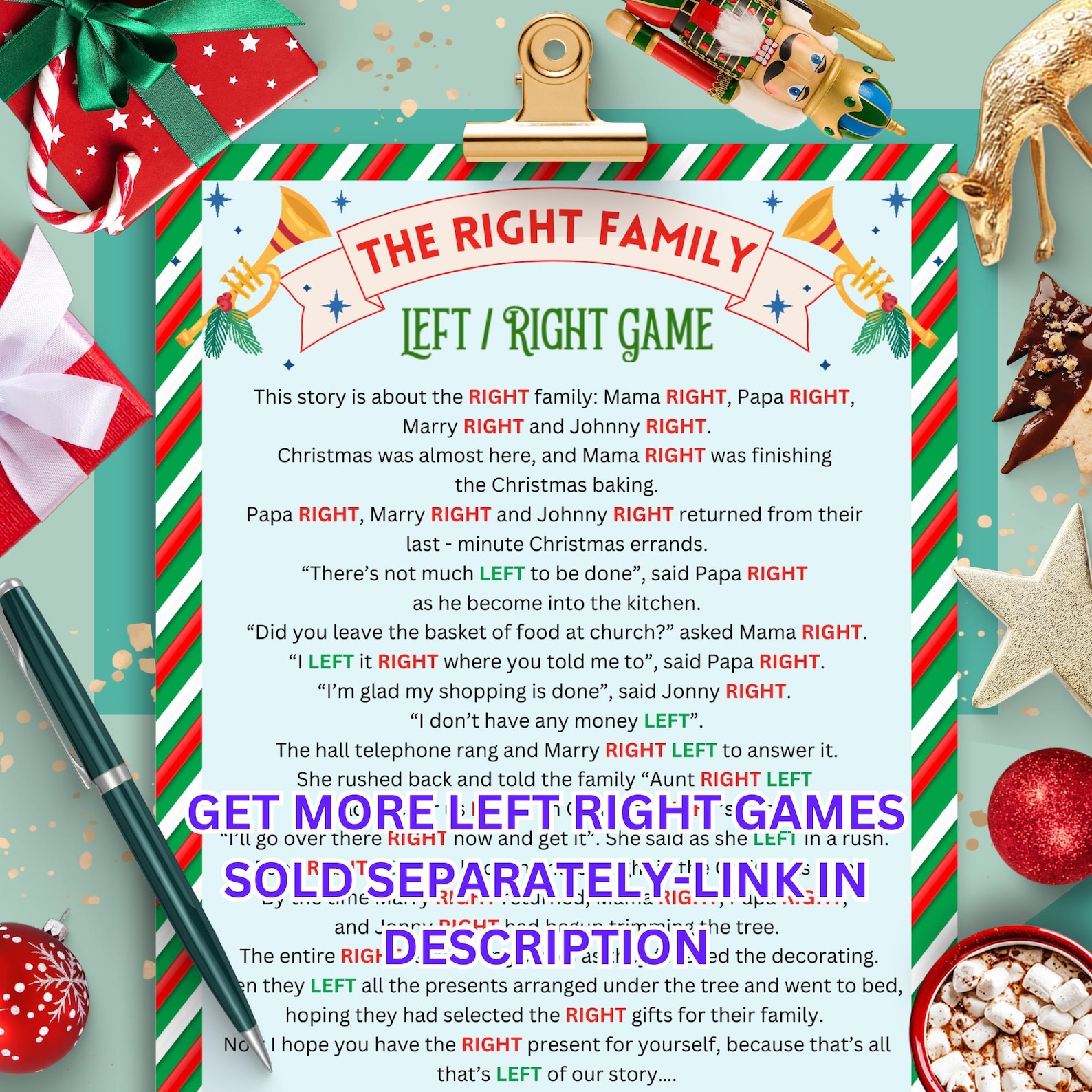 Christmas Left Right Games, Funny Elf Christmas Story, Christmas Games ...