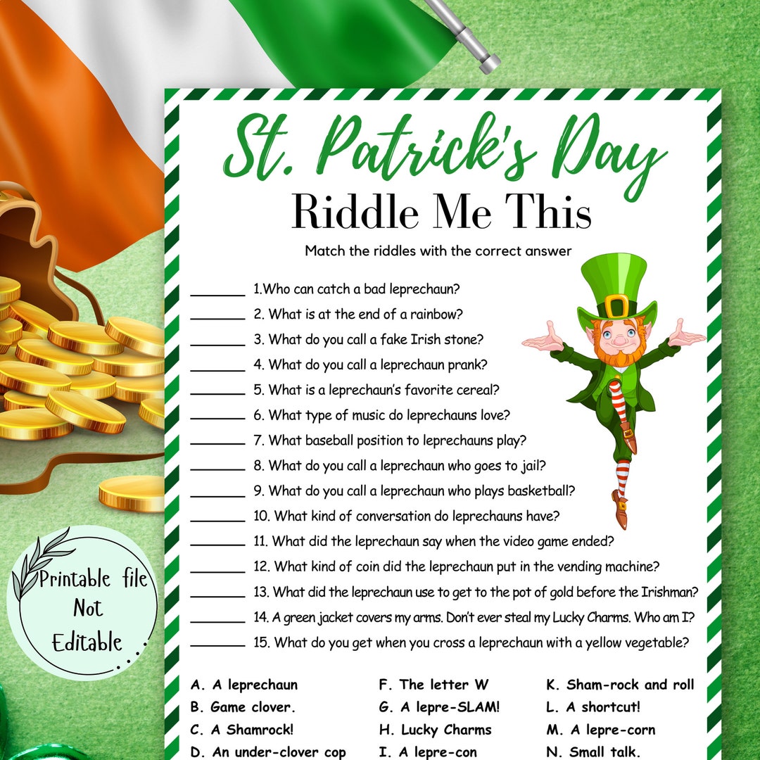 St Patrick's Riddle Me This, St Patrick's Trivia, St Patrick's Day Game ...