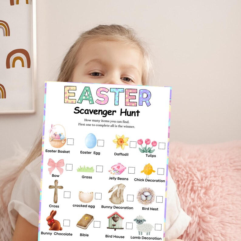 Easter Scavenger Hunt for Small Kids, Easter Egg Hunt Indoor, Easy ...