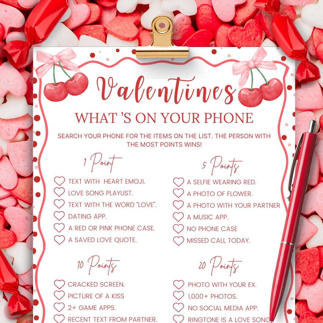 What's on Your Phone Game, Galantines Day Games Adults, Valentines ...