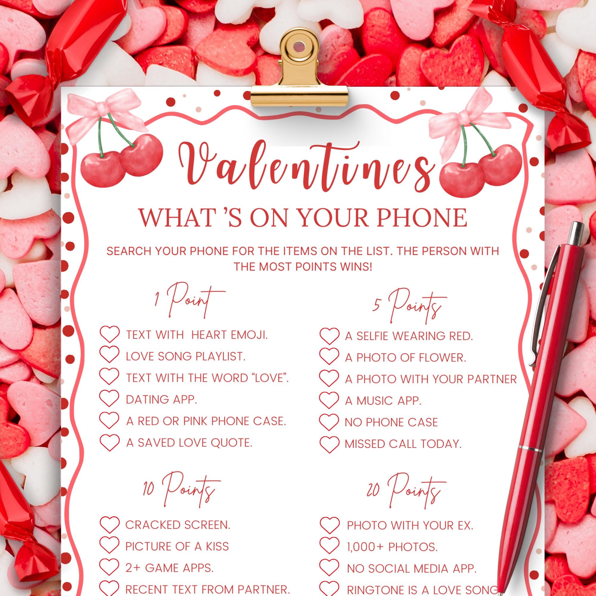 What's on Your Phone Game, Galantines Day Games Adults, Valentines ...