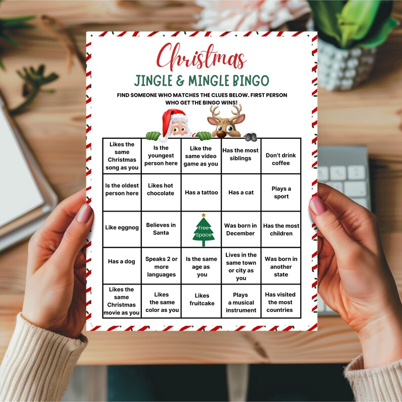 Jingle & Mingle Bingo Christmas Games, Office Christmas Party Games ...