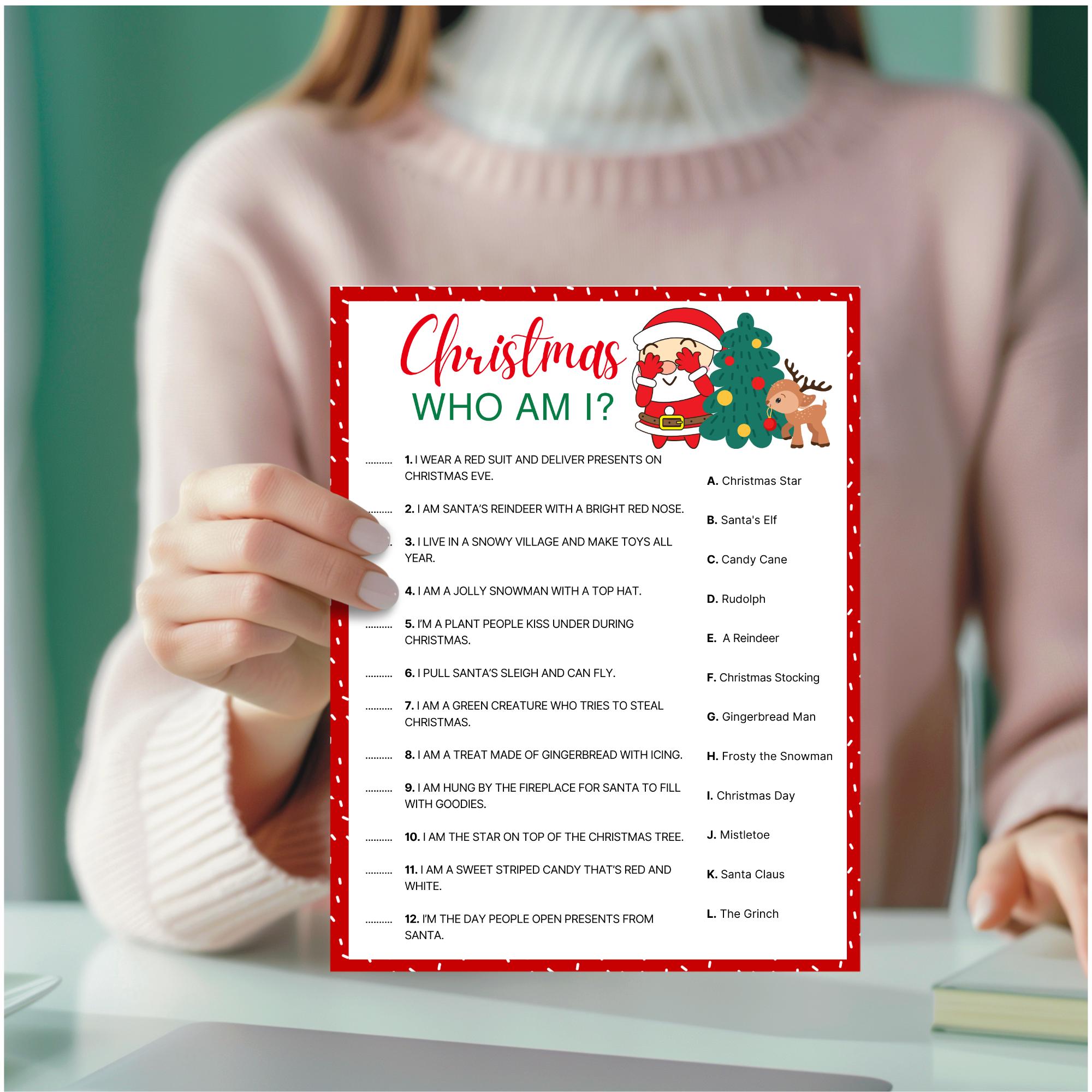 Christmas Who Am I Game, Christmas Trivia Questions, Christmas Games ...