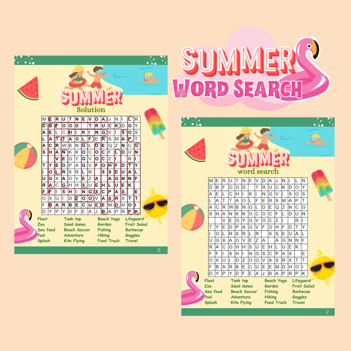 Summer Word Search, Printable Summer Season Games, Summer Activities ...