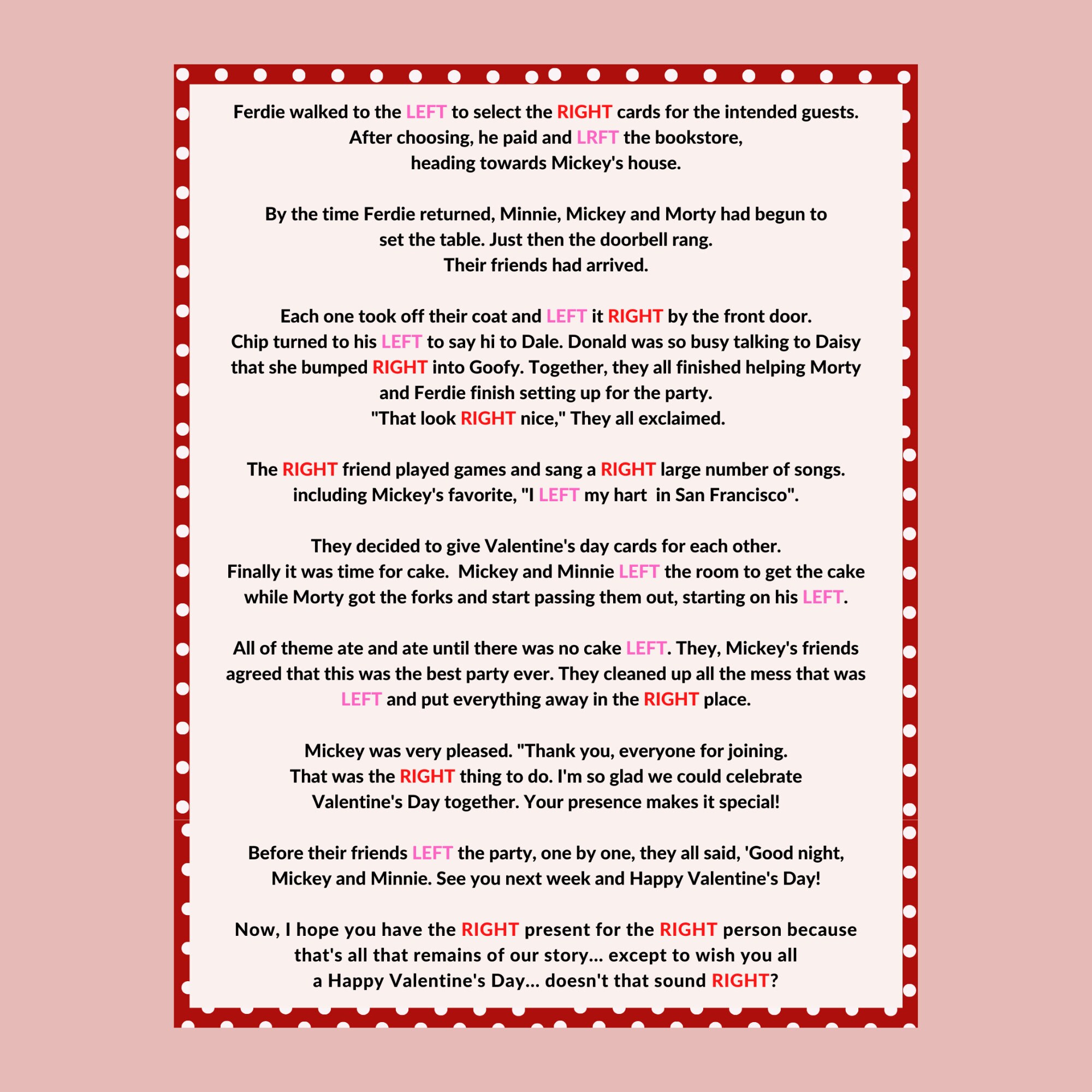 Valentines Pass the Gift Game, Valentines Day Games, Left Right Game ...