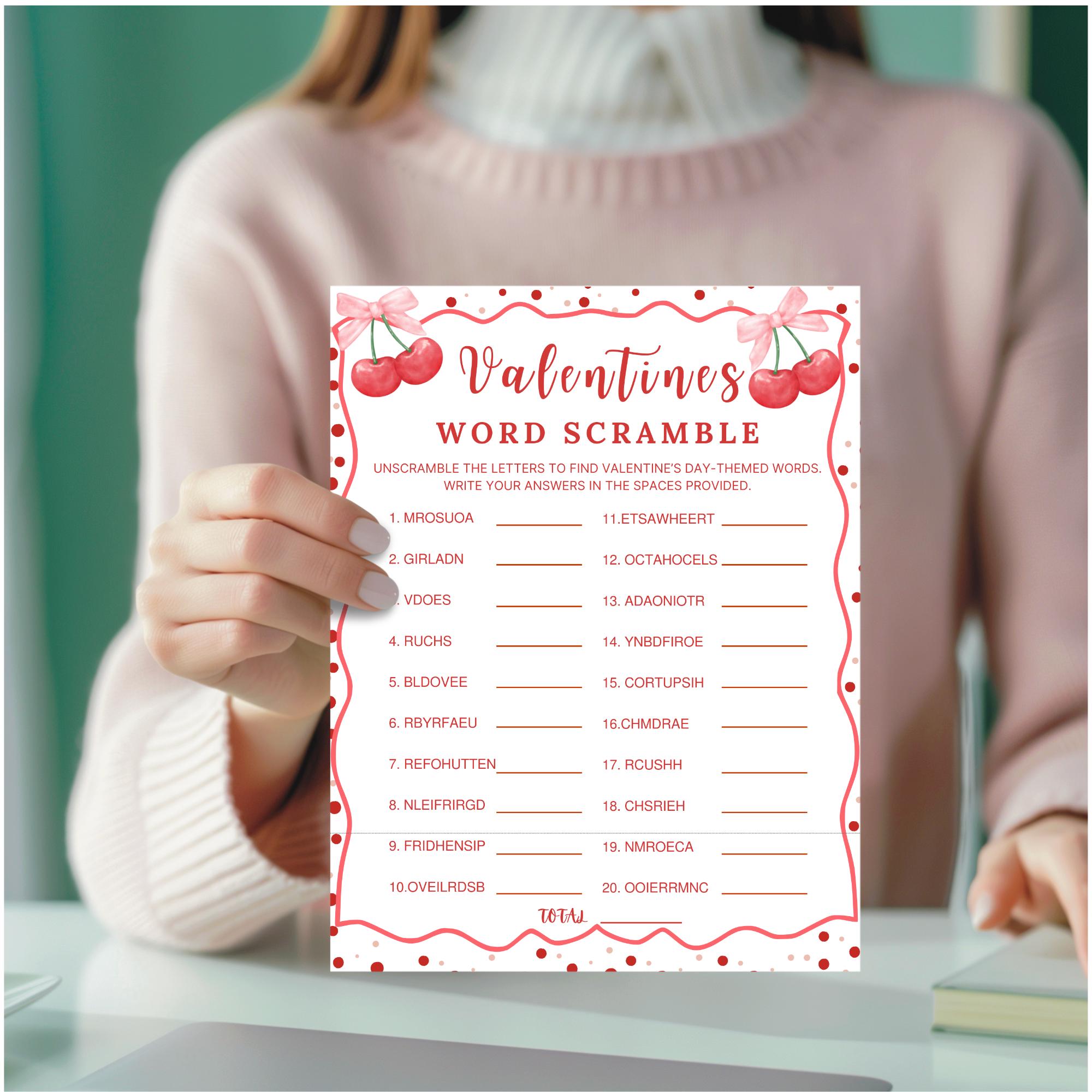 Valentines Word Scramble, Valentines Day Games Adults, Valentines Games ...