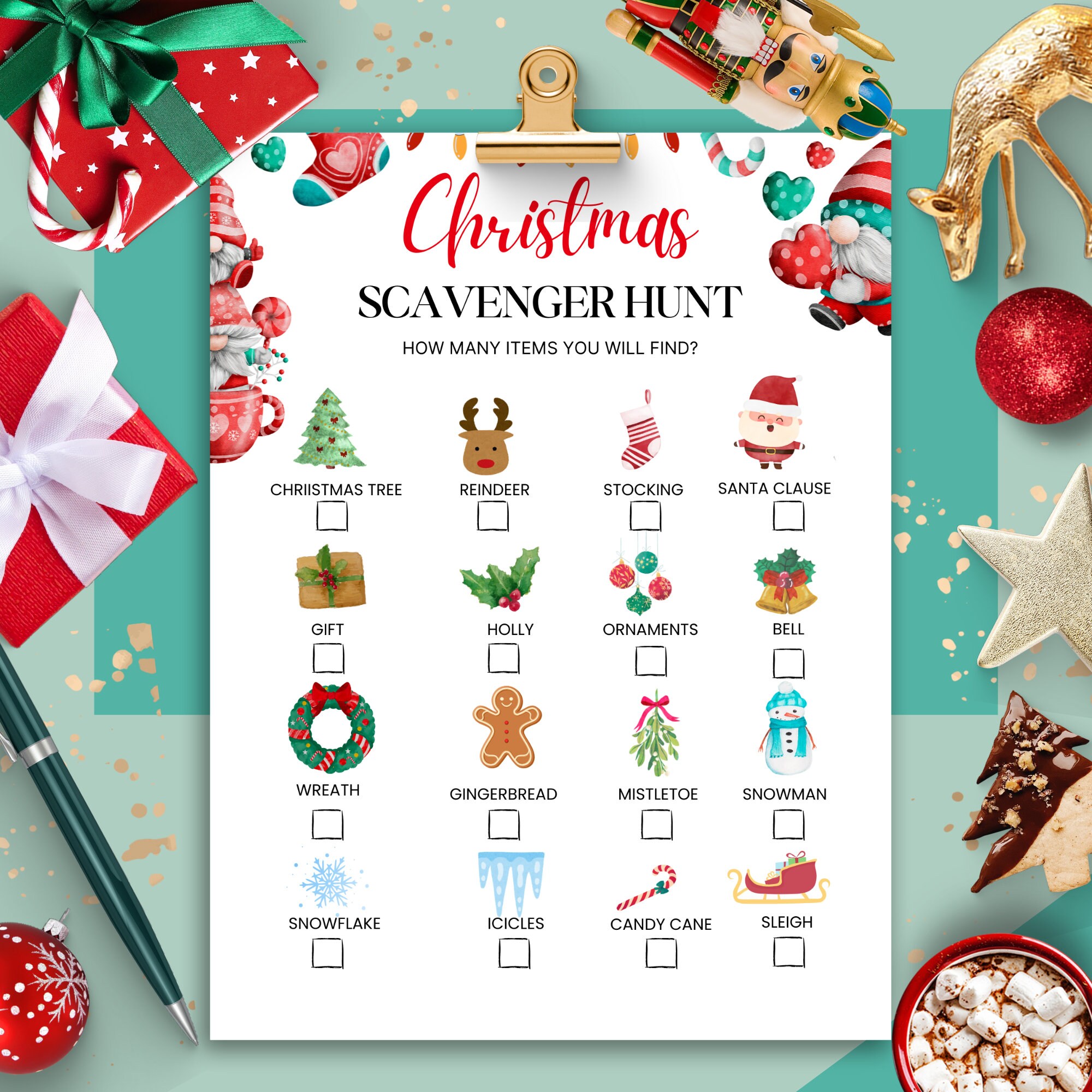 Christmas Scavenger Hunt, Kids Christmas Games Ideas, Printable ...