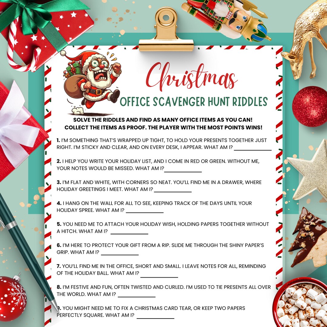 Christmas Scavenger Hunt Games, Office Christmas Party Games, Work ...