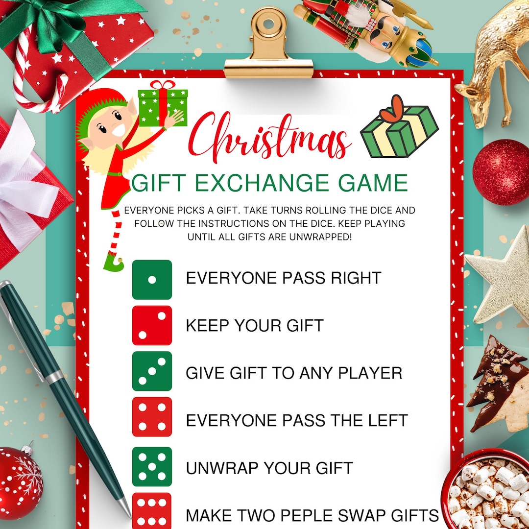 Christmas Gift Exchange Game, Christmas Dice Games, Fun Christmas Games ...