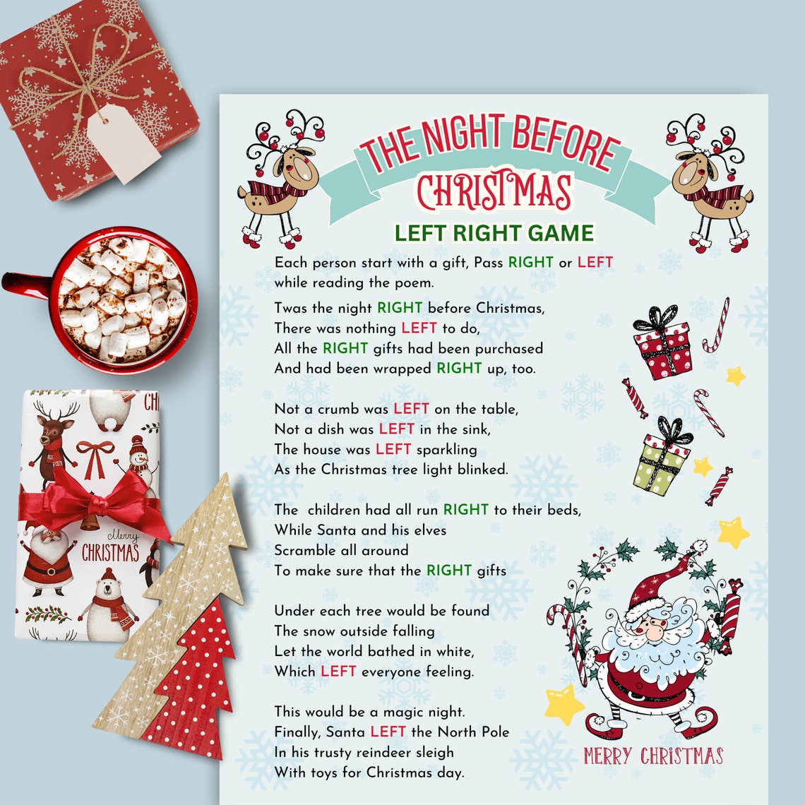 Christmas Left Right Game, Christmas Pass the Gift Game, Printable ...