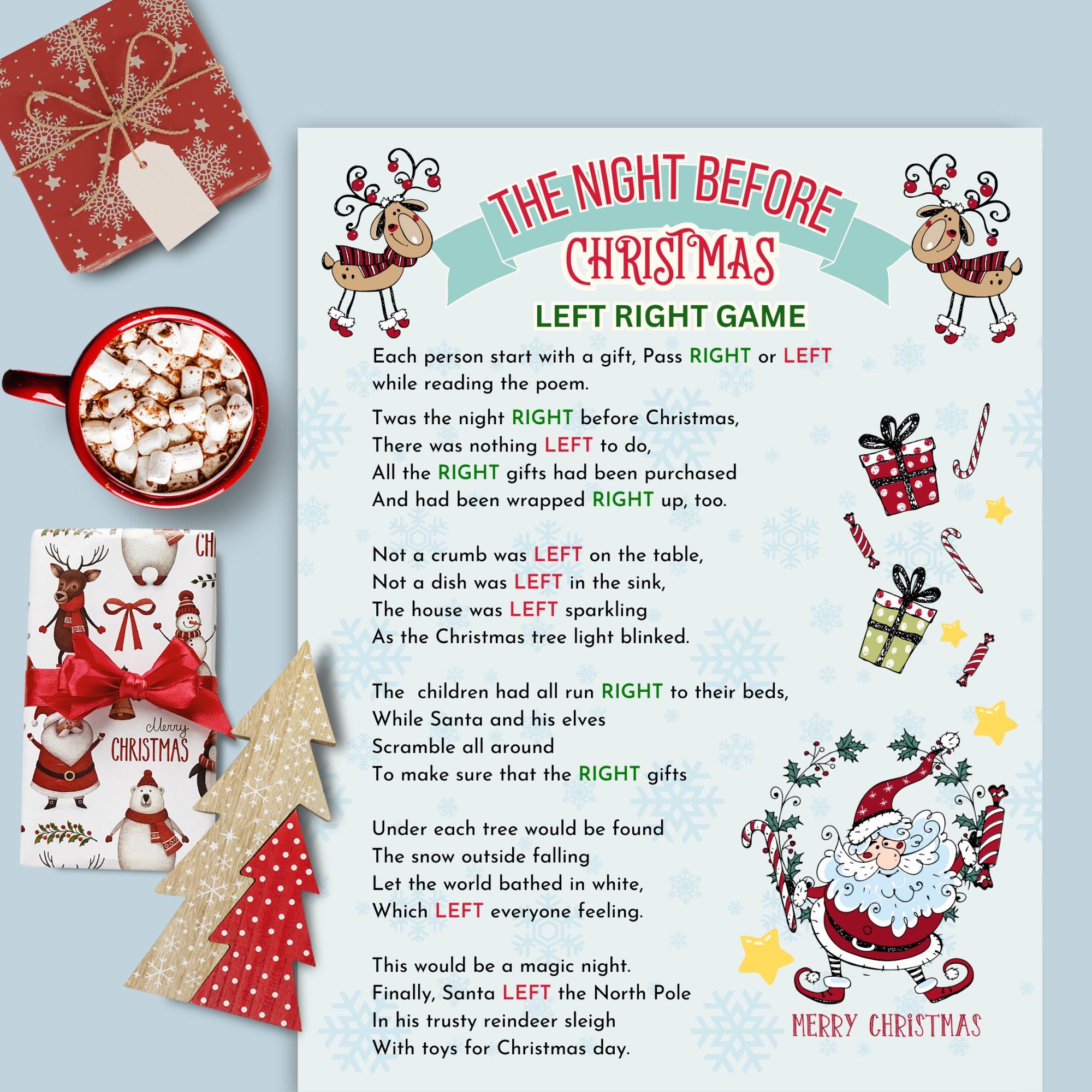 Christmas Left Right Game, Christmas Pass the Gift Game, Printable ...