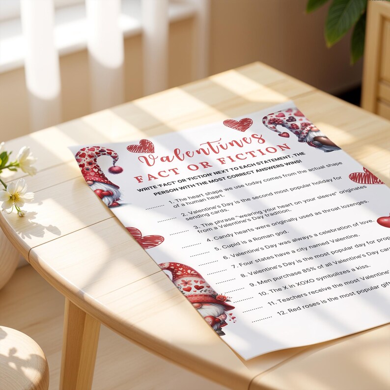 Valentines Fact or Fiction Game, Valentines Day Games Adults, Kids ...