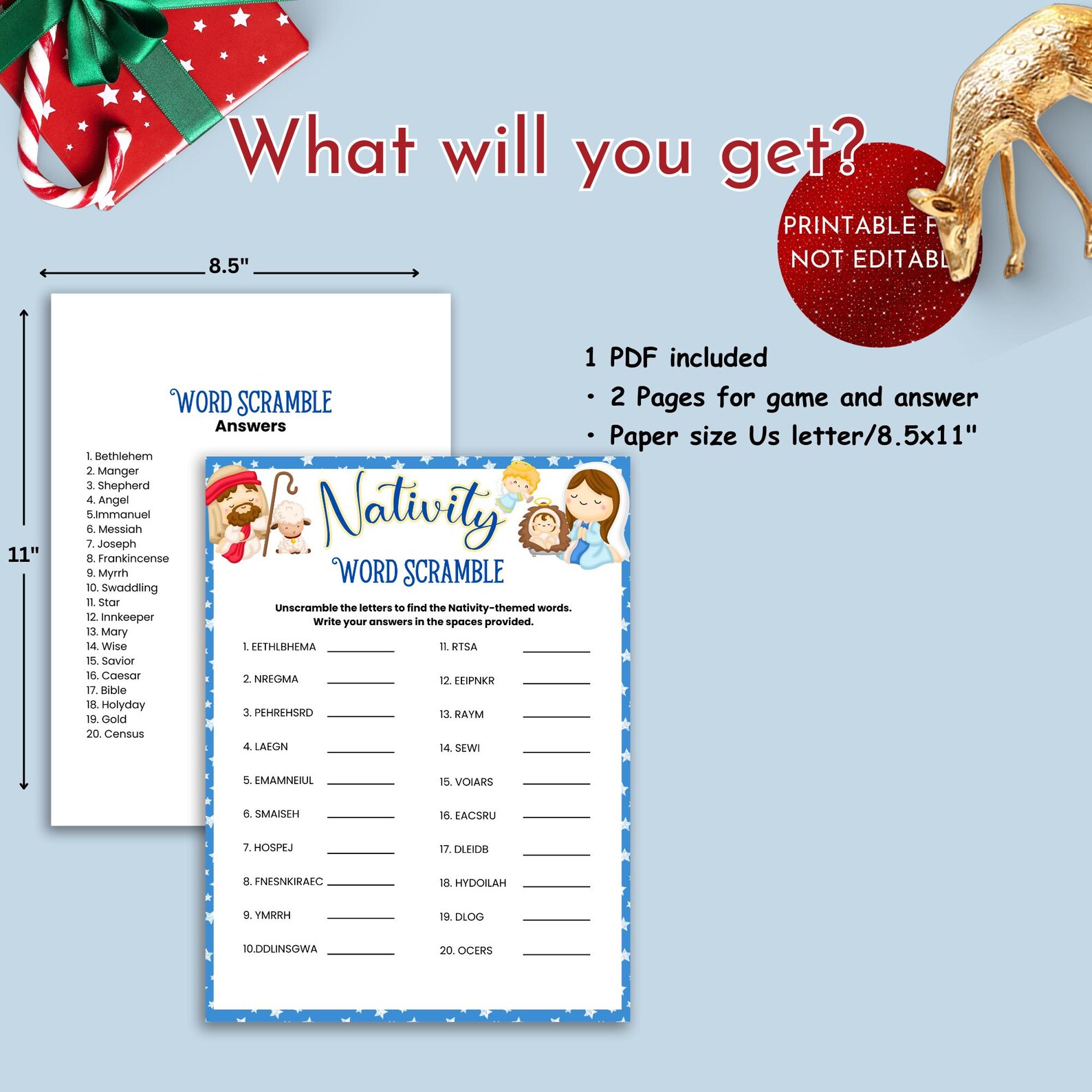 Christmas Trivia Games, Nativity Word Scramble Game, Christmas Games ...
