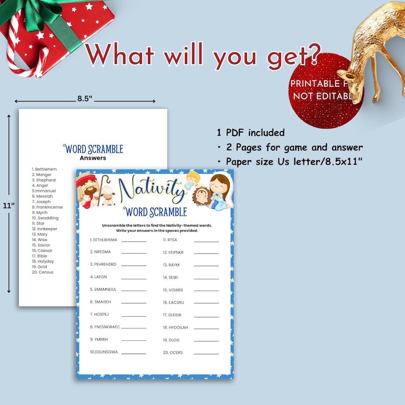 Christmas Trivia Games, Nativity Word Scramble Game, Christmas Games ...