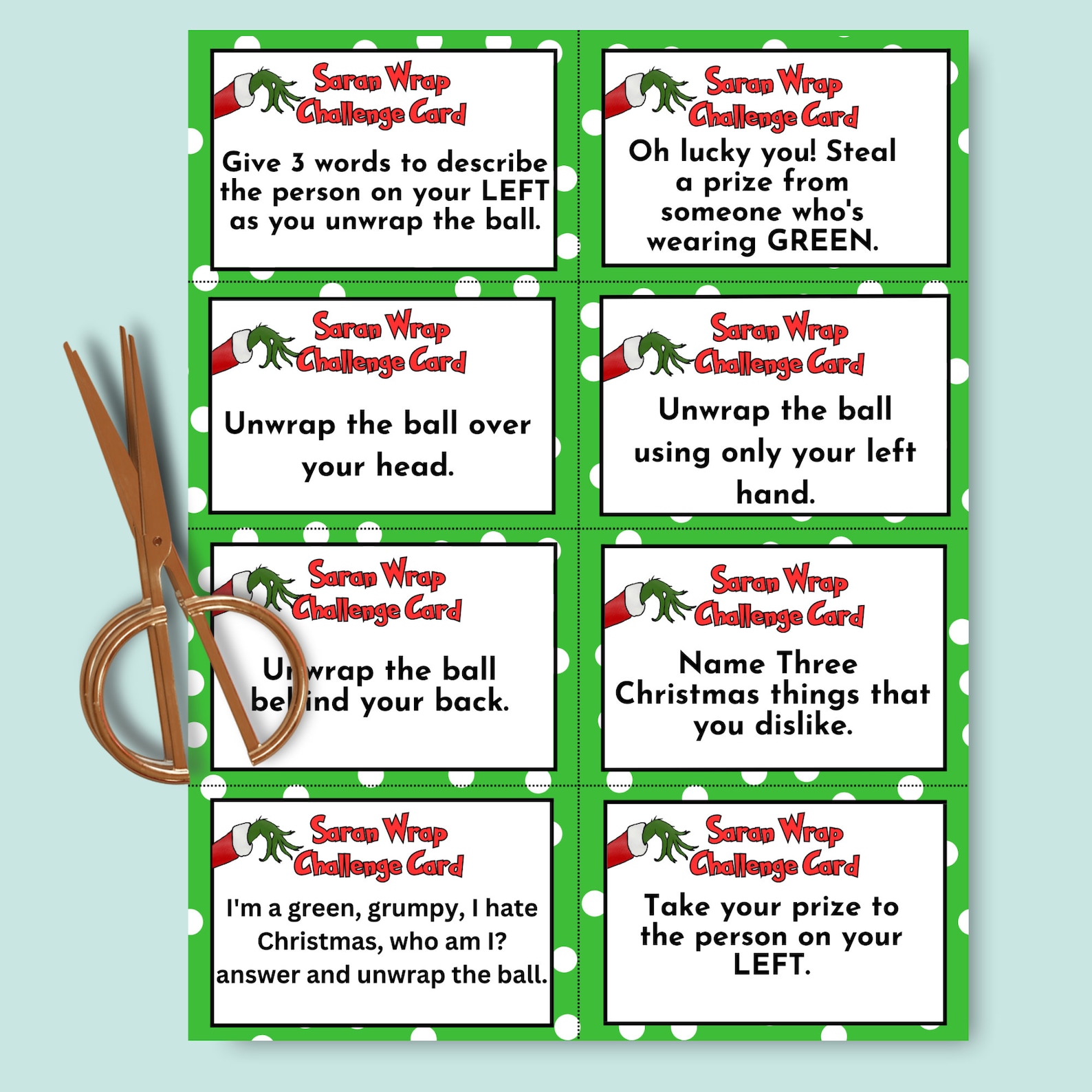 Saran Wrap Game, Saran Wrap Ball Game Rules & Coal Cards, Printable ...