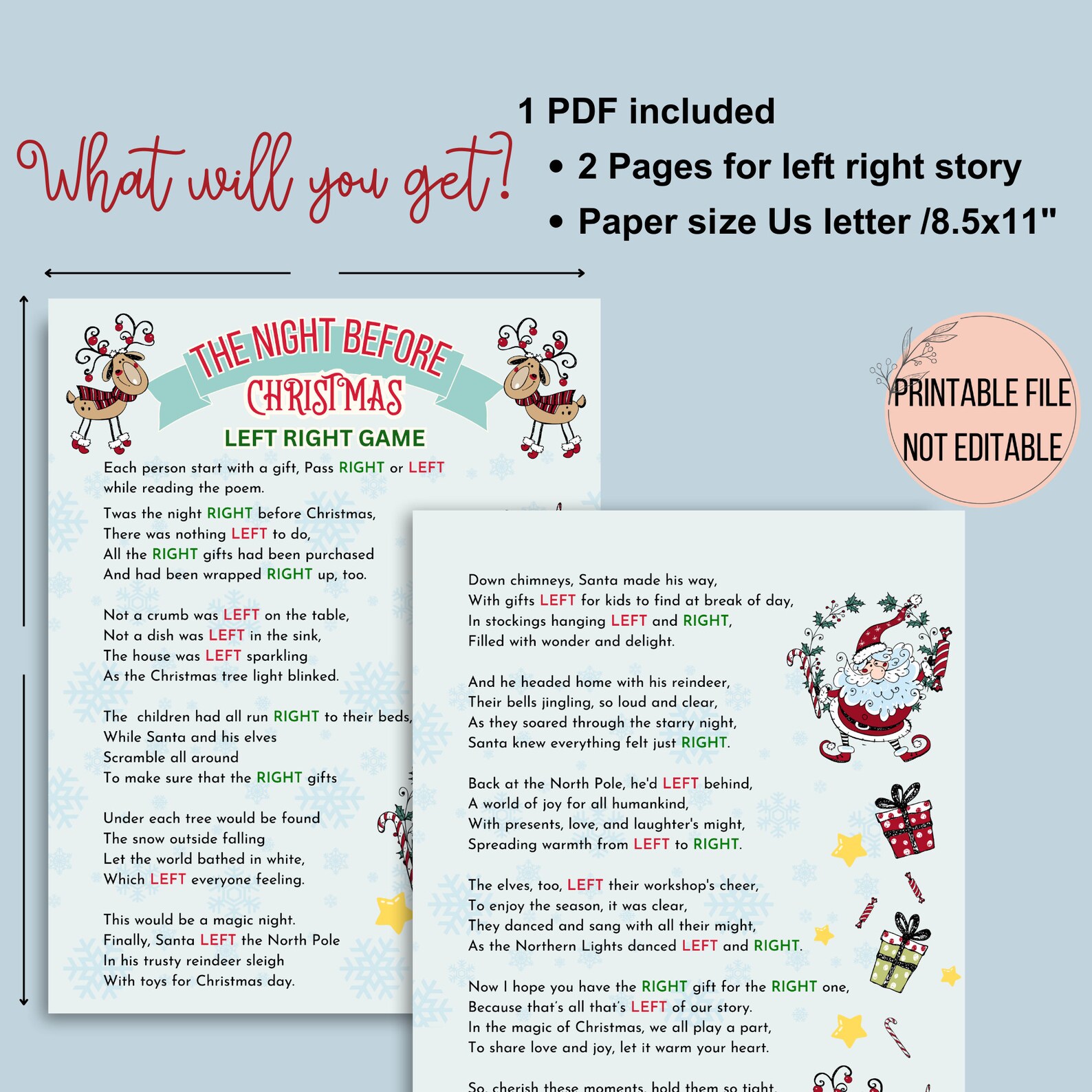 Christmas Left Right Game, Christmas Pass the Gift Game, Printable ...