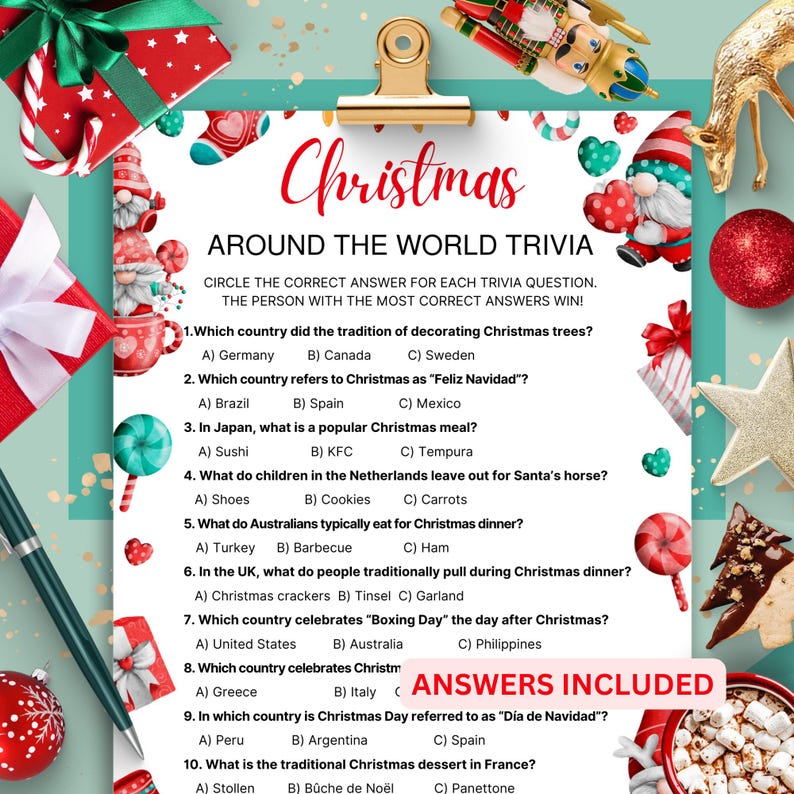 Christmas Around the World Game, Christmas Trivia Questions, Fun ...