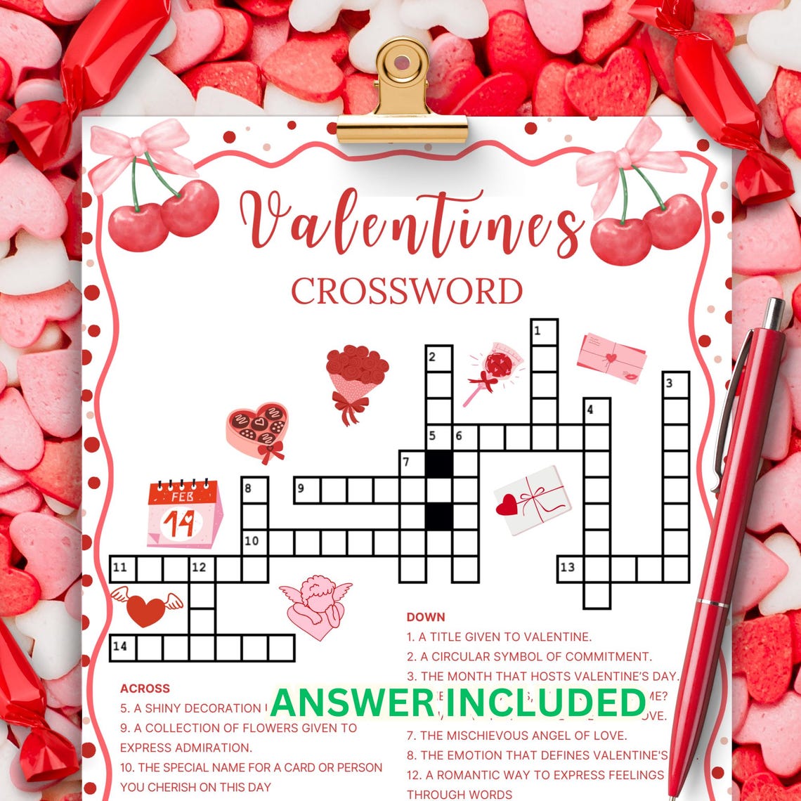 Valentines Day Crossword Puzzle, Valentines Day Games Adults ...