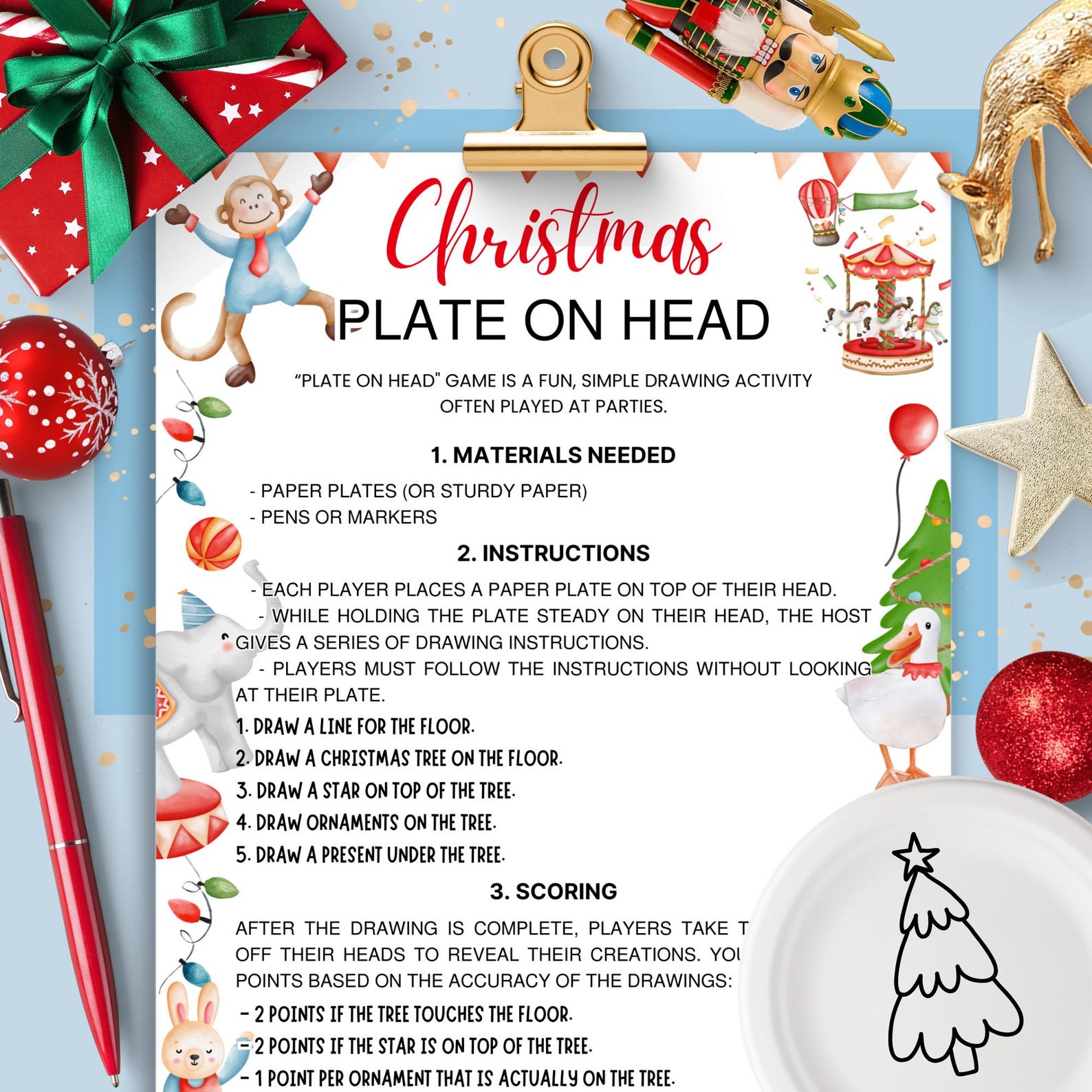 Christmas Plate on Head Game, Fun Christmas Games Groups, Adults ...