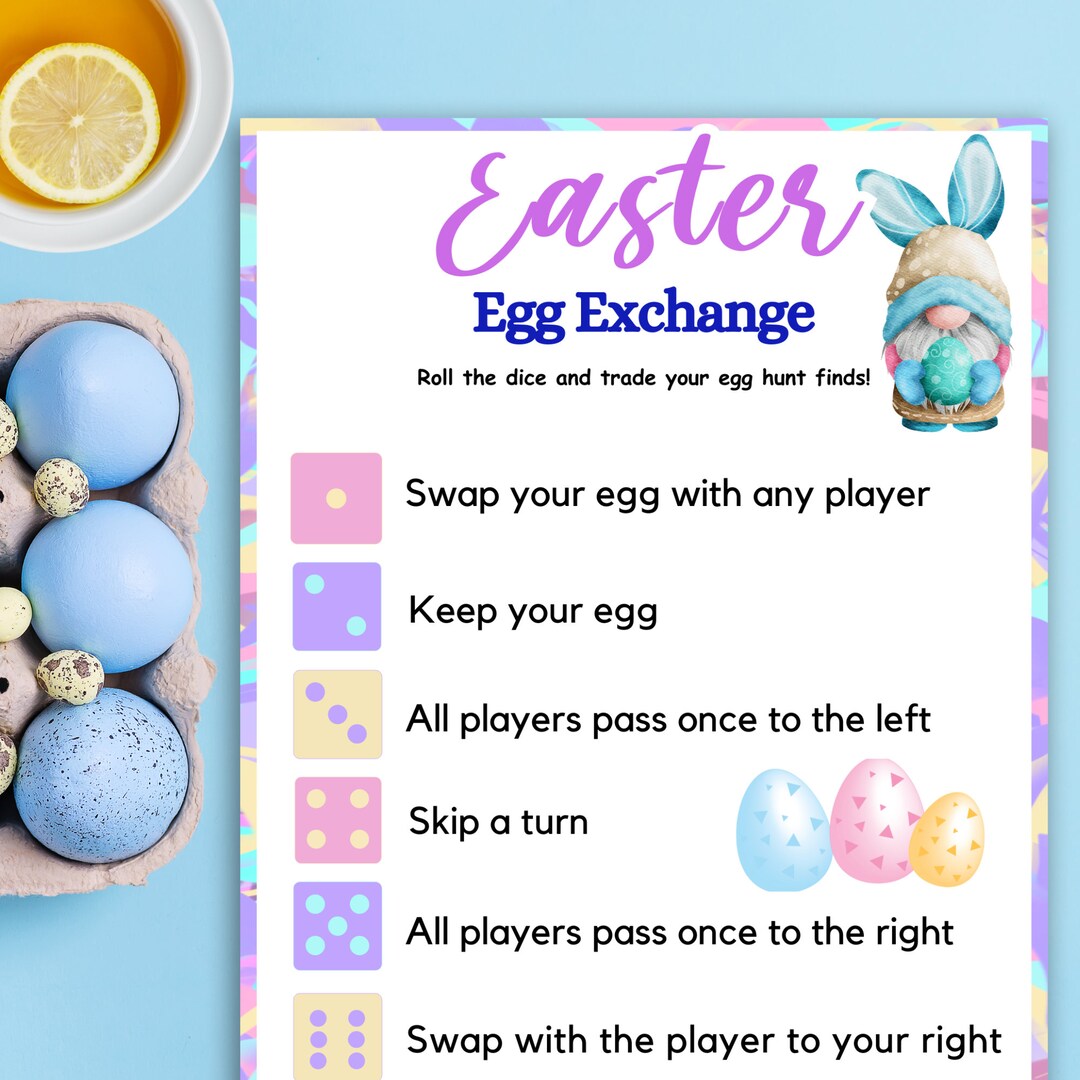 Easter Egg Exchange Dice Party Game, Easter Games Kids, Easter Egg ...