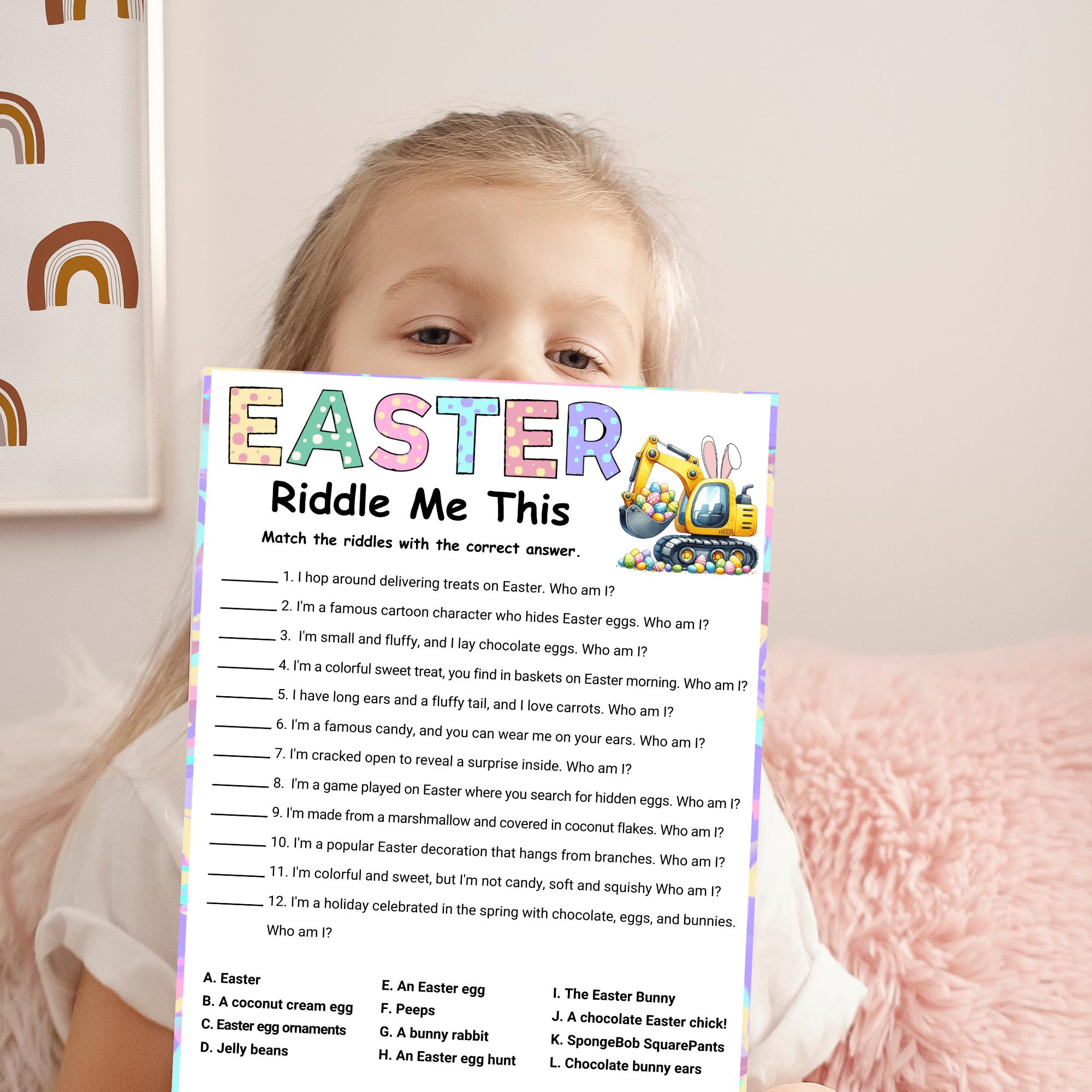 Easter Riddles Game, Printable Easter Games for Kids, Fun Easter Trivia ...
