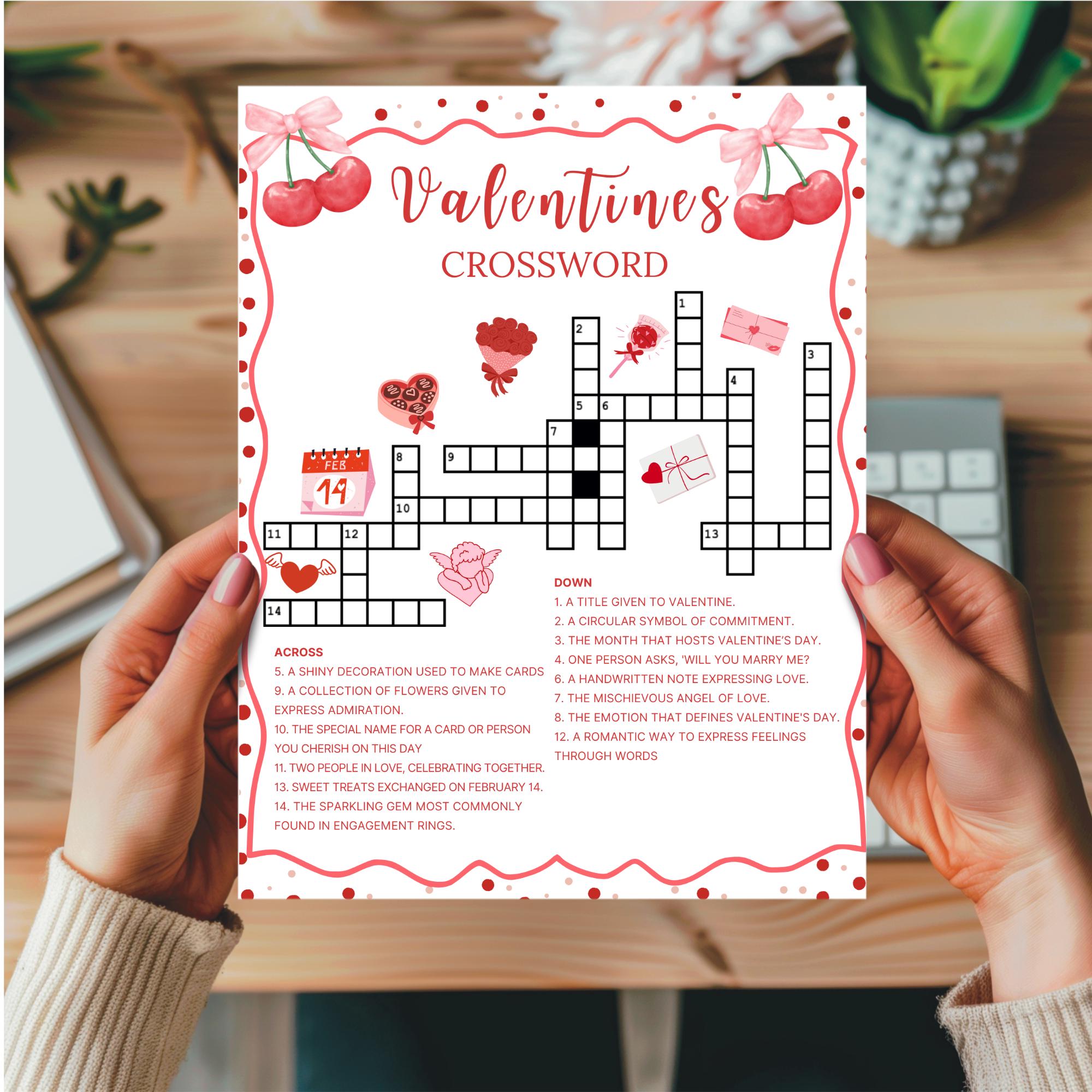 Valentines Day Crossword Puzzle, Valentines Day Games Adults ...