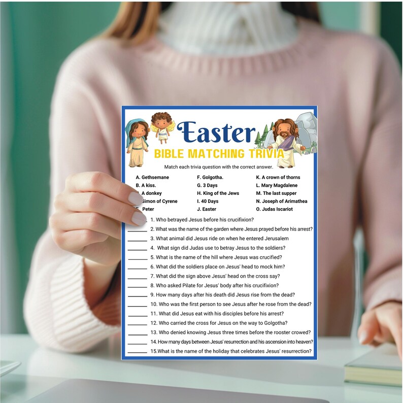 Easter Bible Matching Game, Printable Easter Games Church, Christian ...