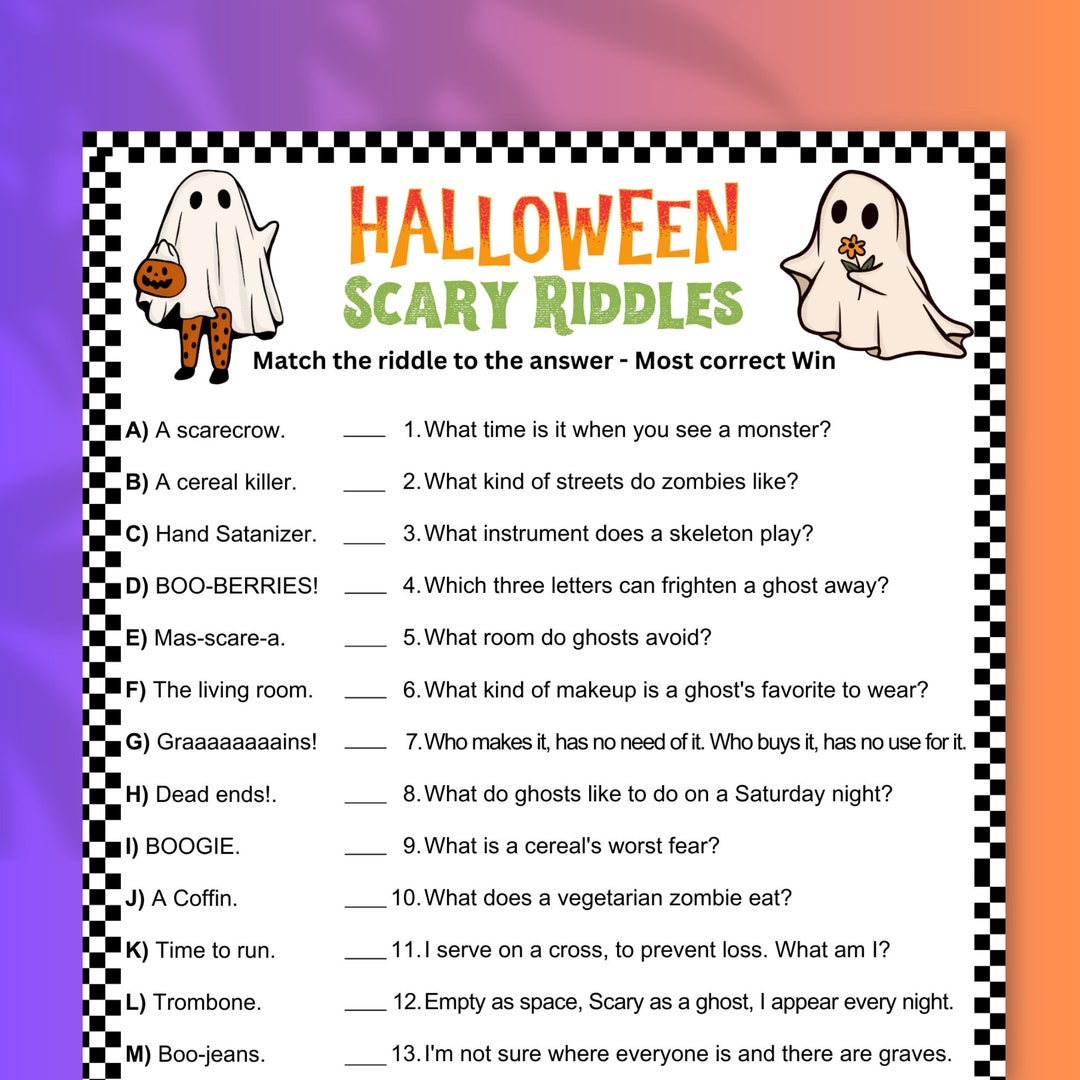 Halloween Riddles Game, Adults Halloween Games Printable, Halloween ...