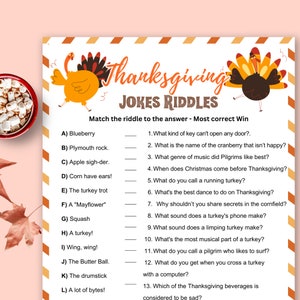 Thanksgiving Jokes Riddles Game, Printable Thanksgiving Riddles With ...