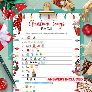 Christmas Song Emoji Game, Christmas Trivia Game Printable, Christmas ...