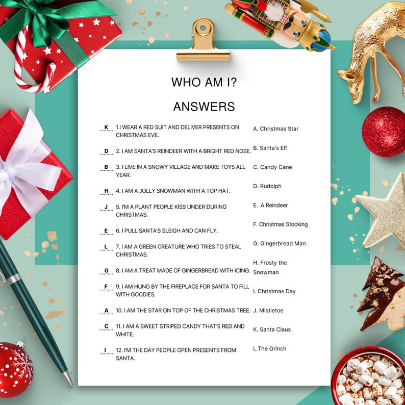 Christmas Trivia Games, Christmas Who Am I Questions With Answers ...