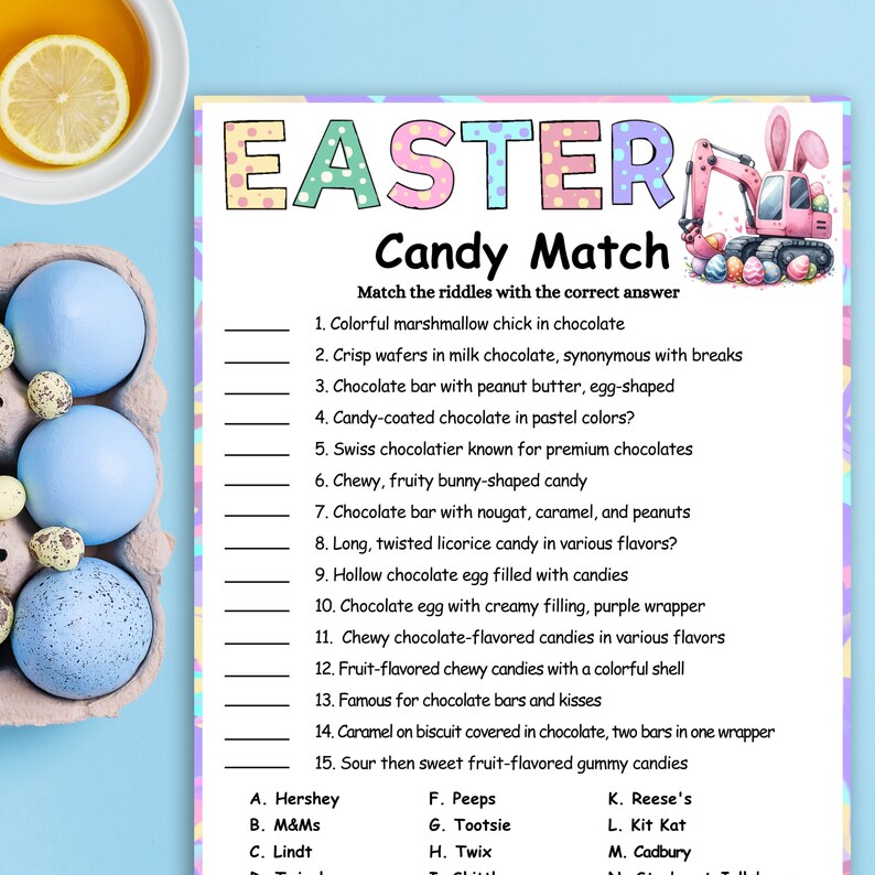 Easter Candy Match up Game, Easter Trivia, Printable Easter Games, Kids ...
