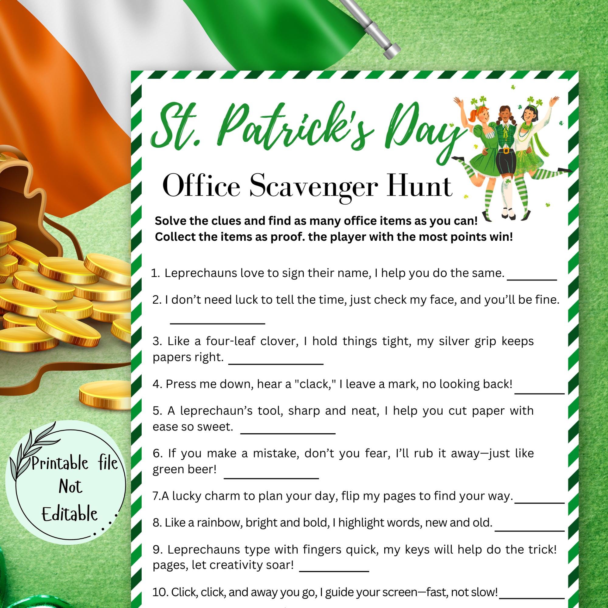 St Patrick's Scavenger Hunt, St Patrick's Day Games Office, St Patrick ...