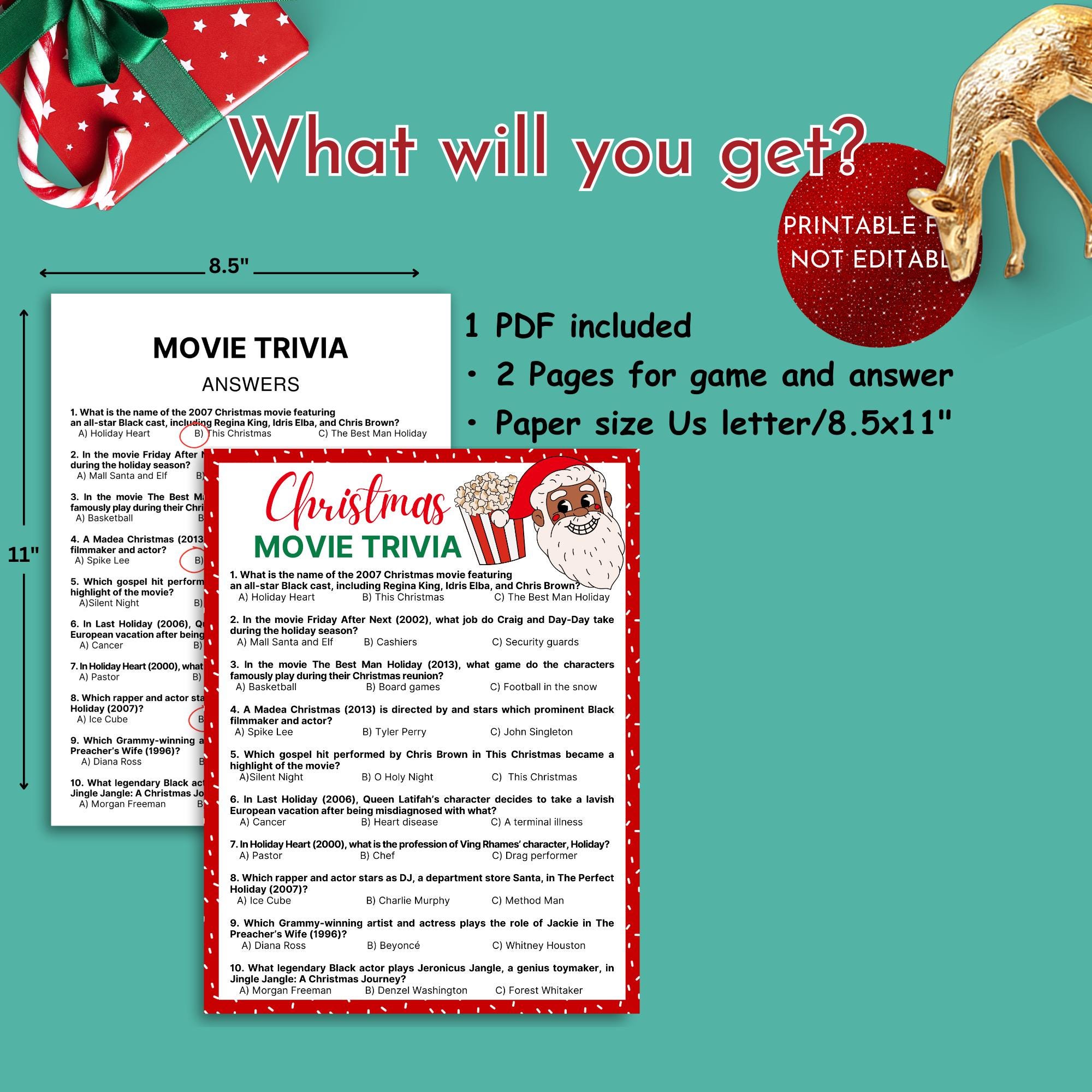 Christmas Movie Trivia Game, Christmas Trivia Questions, Holiday Trivia ...