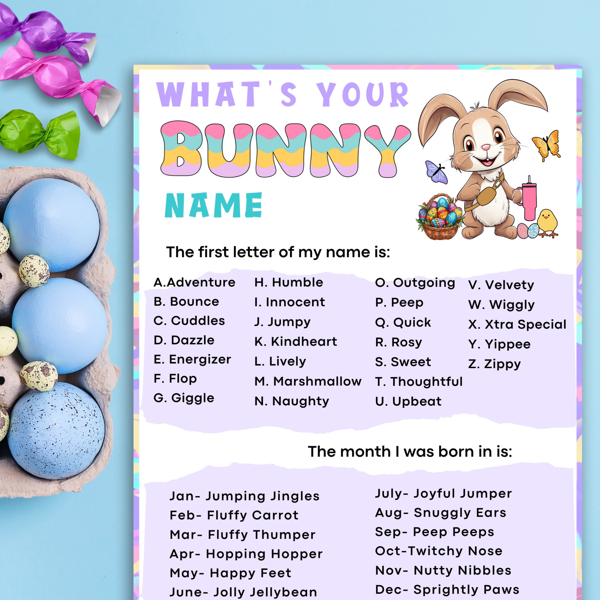 Easter What's Your Bunny Name Game, Printable Easter Games, Easter ...