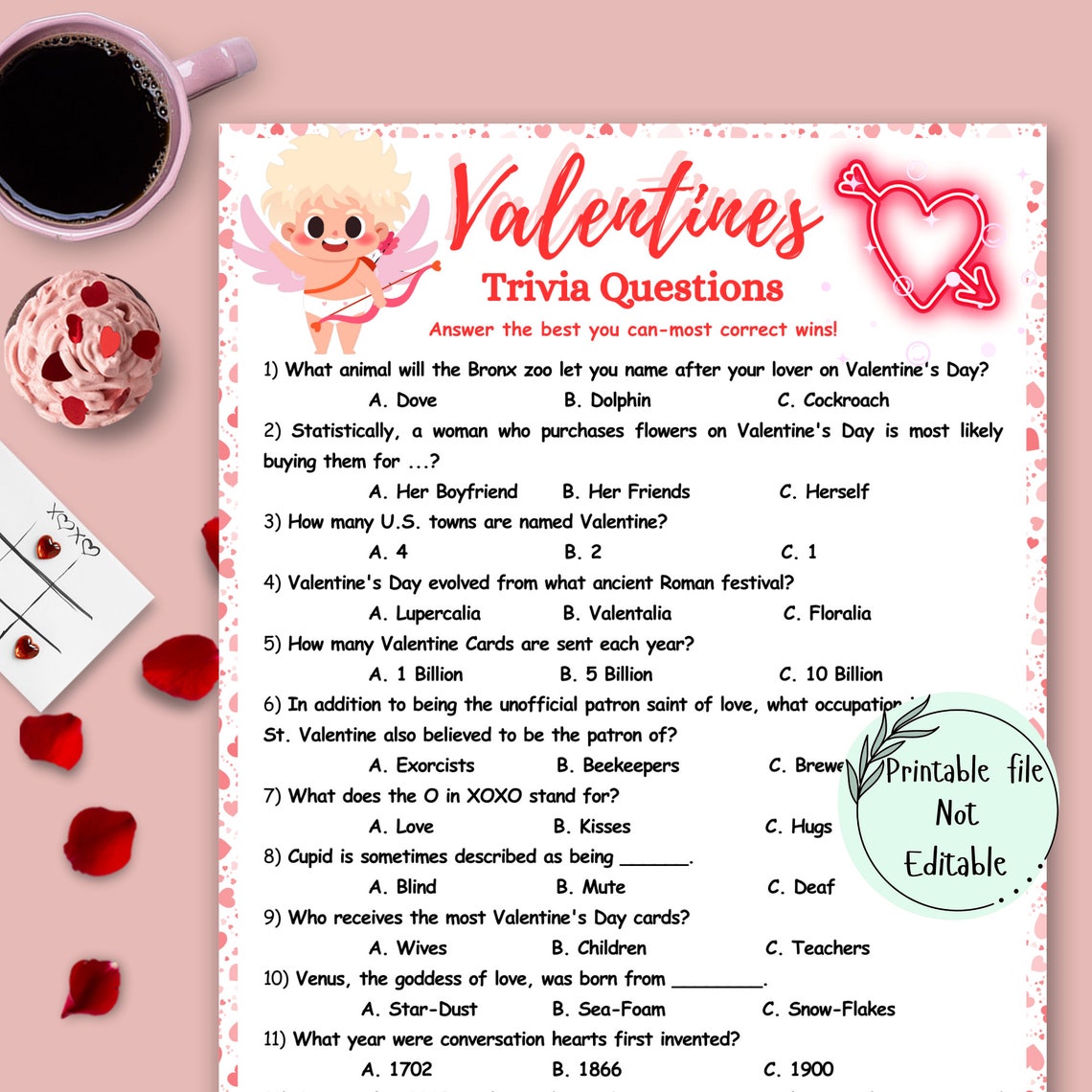 Valentines Trivia Game, Valentine Trivia Question & Answer, Adults ...