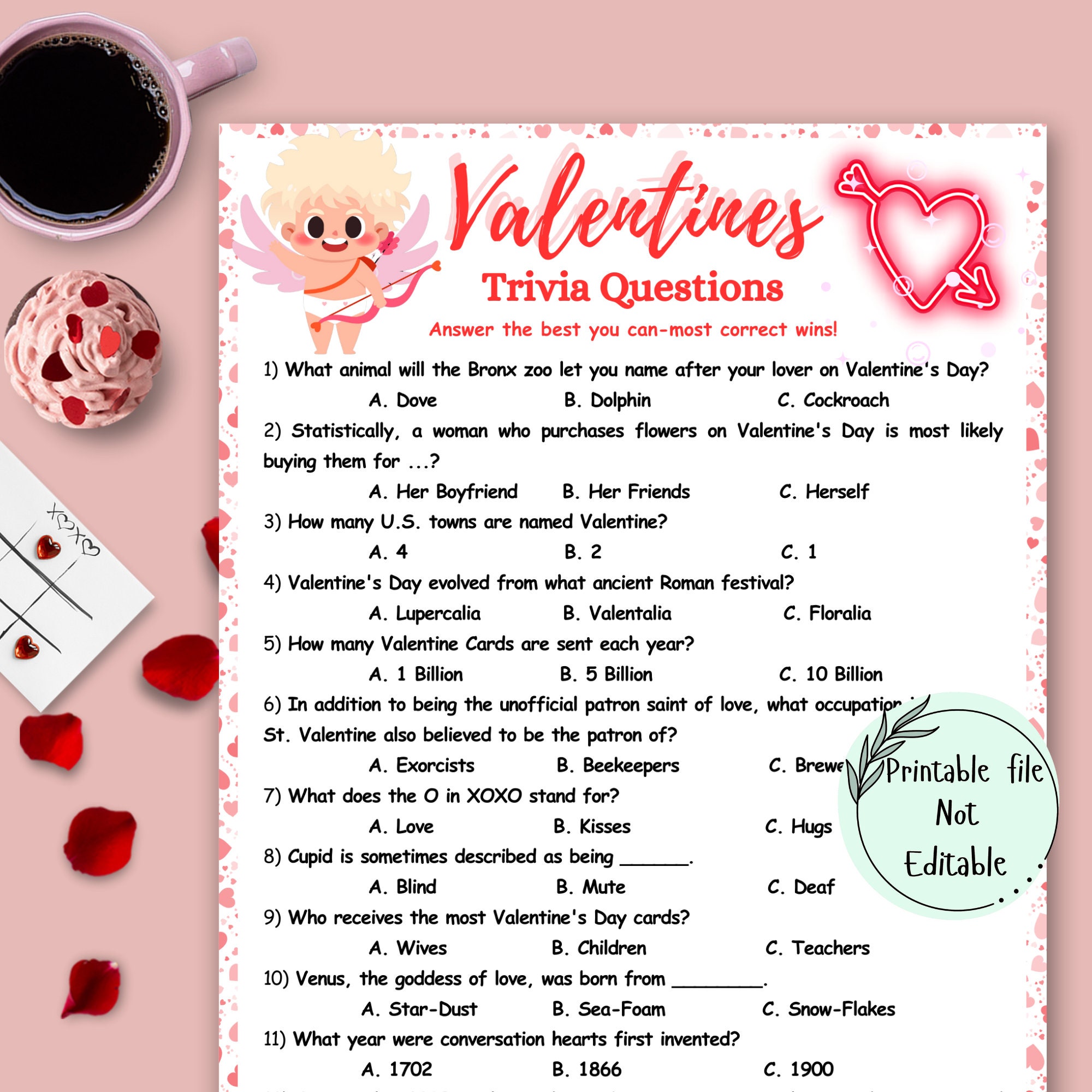 Valentines Trivia Game, Valentine Trivia Question & Answer, Adults ...