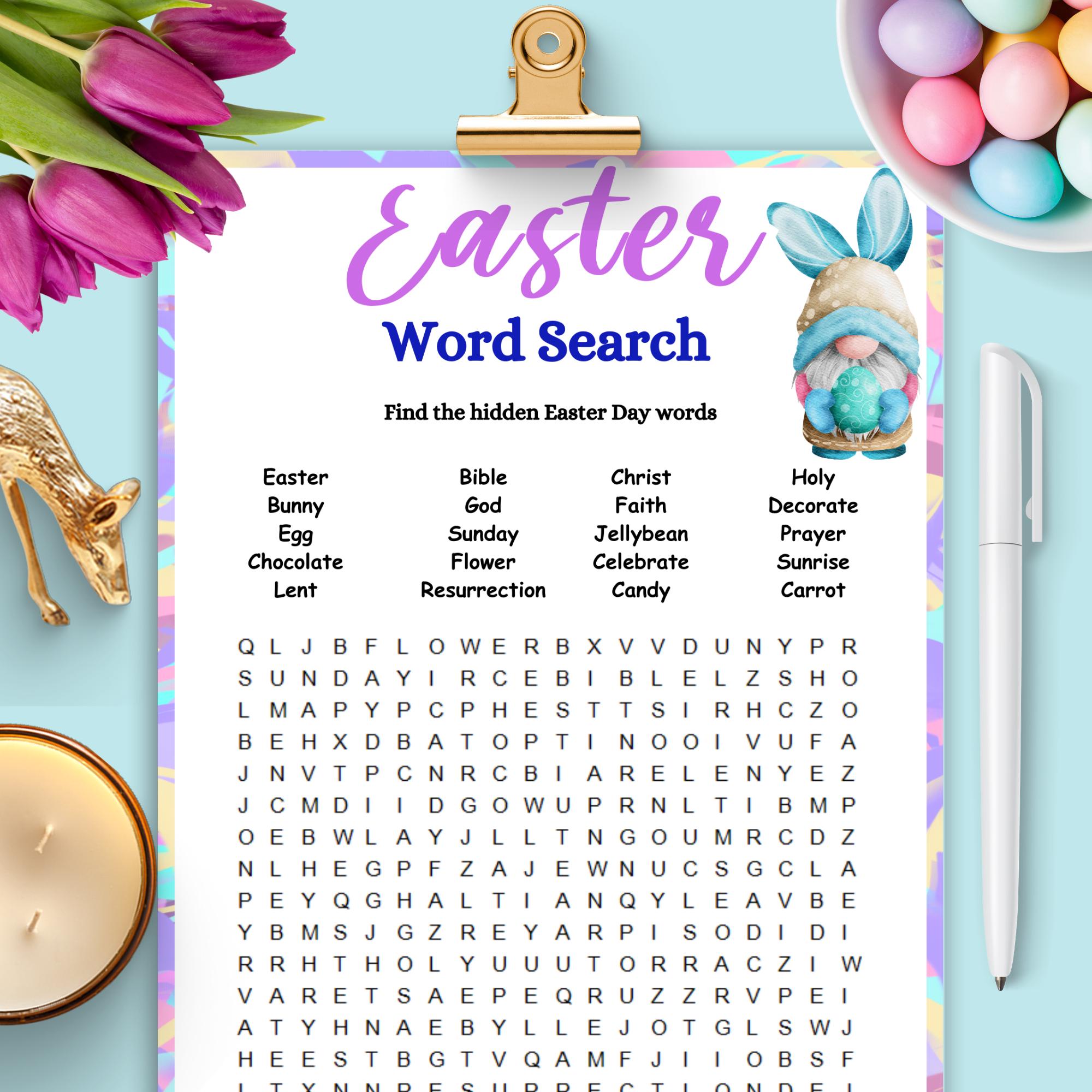 Easter Word Search Game, Easter Games Adults & Seniors, Easter Trivia ...