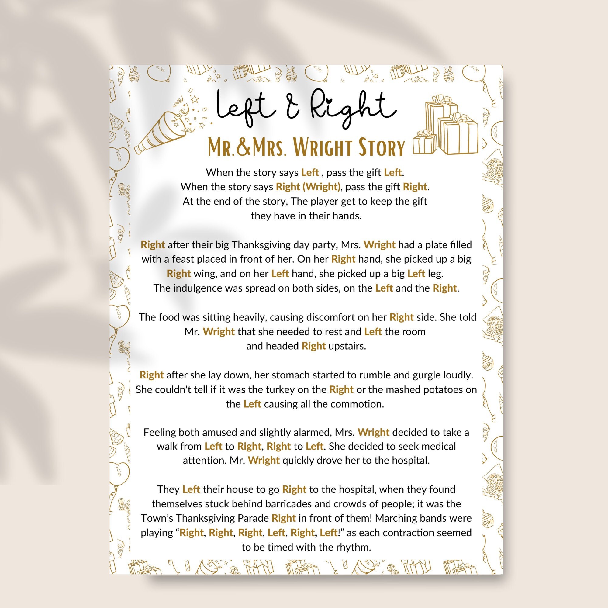 Left Right Game Office Funny Story Left Right Game Any - Etsy Canada