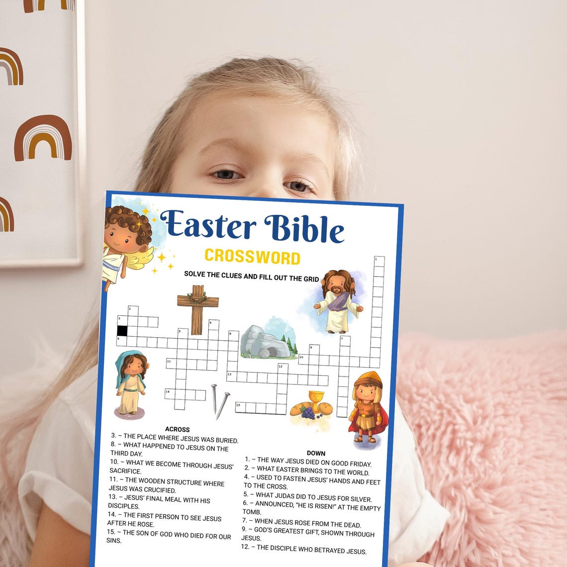 Easter Crossword Puzzle, Printable Easter Games Church, Kids Easter ...