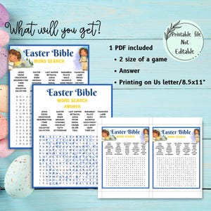 Easter Word Search Puzzle, Printable Easter Games Church, Christian ...