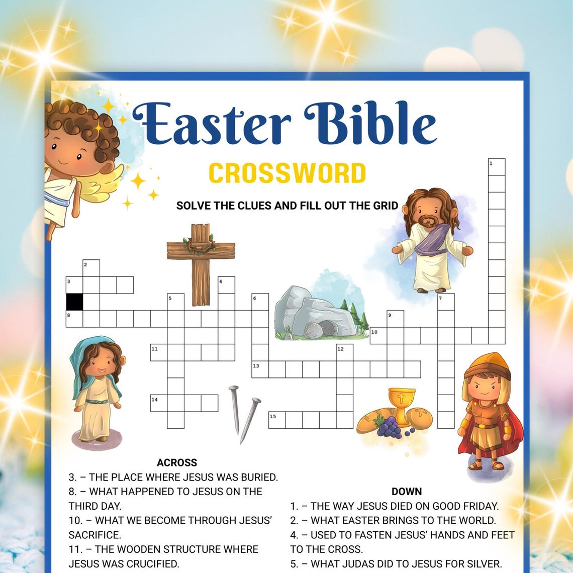 Easter Crossword Puzzle, Printable Easter Games Church, Kids Easter ...