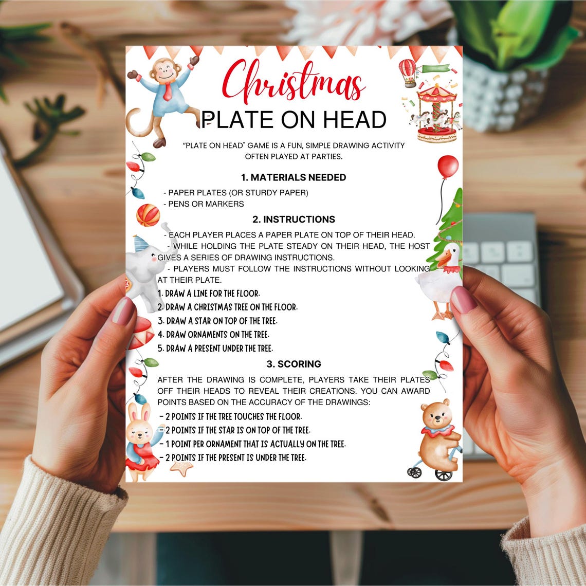 Christmas Plate on Head Game, Fun Christmas Games Groups, Adults Christmas Games, Family ...