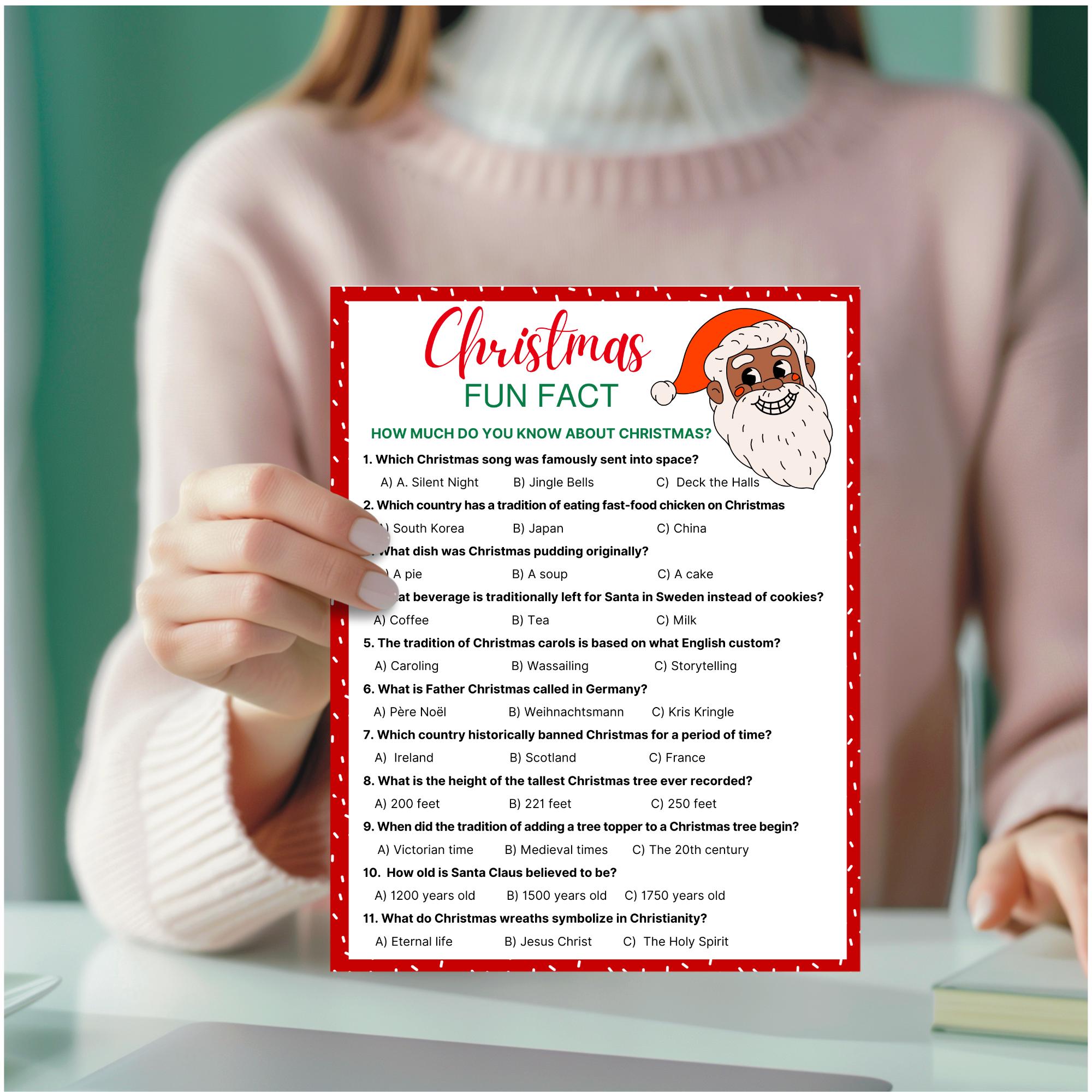 Christmas Fun Fact Game, Christmas Trivia Question, Christmas Games ...