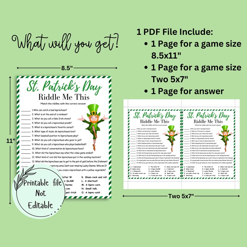 St Patrick's Riddle Me This, St Patrick's Trivia, St Patrick's Day Game ...