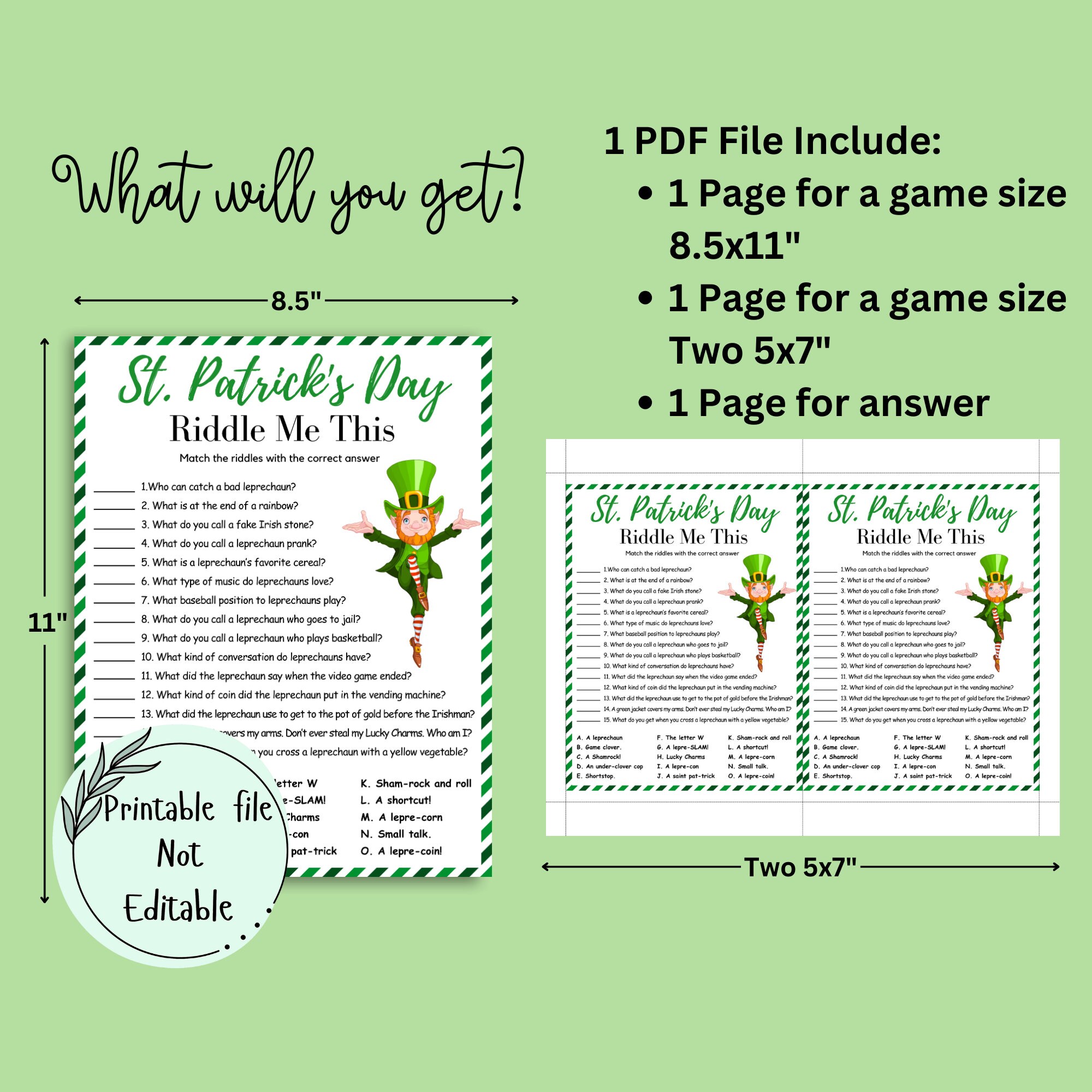 St Patrick's Riddle Me This, St Patrick's Trivia, St Patrick's Day Game ...