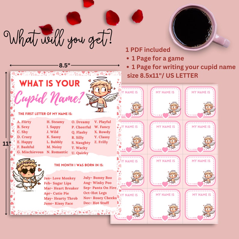 What is Your Cupid Name Game, Valentines Day Activity Kids, Printable ...
