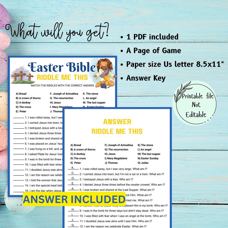 Easter Riddles Game, Printable Easter Games Church, Christian Game ...
