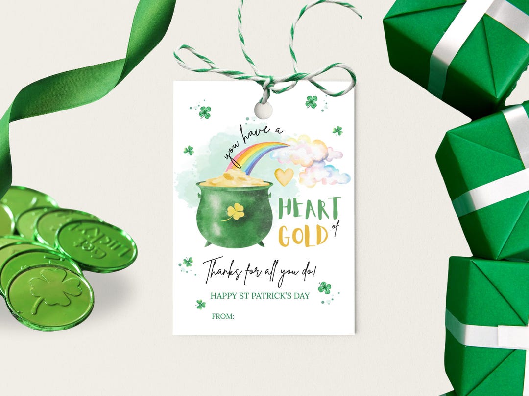 St. Patrick's Day Gift Tags Printable, Teacher & Staff Appreciation ...